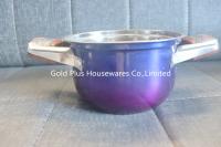 China Chinese rainbow color restaurant soup pot stainless steel double handle stock pot kitchen cooking saucepan for sale