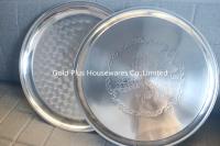 China Unique design kitchen round tray restaurant professional stainless steel food storage round tray with grape pattern for sale