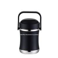 China High quality vacuum bento stainless steel leakproof metal lunch box  2L black color reusable insulated thermos for sale