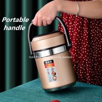 China Portable eco friendly school food container for hot food 1.6L brown color multi layers lunch box for sale