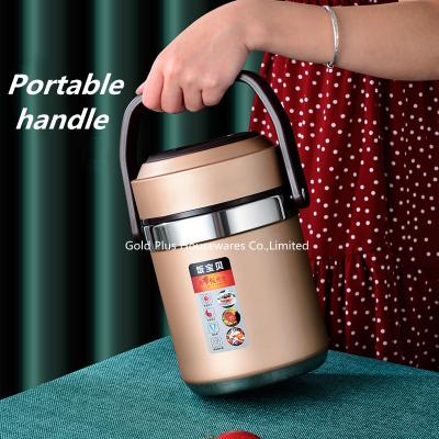 China Portable eco friendly school food container for hot food 1.6L brown color multi layers lunch box for sale