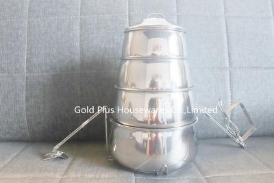 China Cheap 4 tier hand pot food container tiffin box take away stainless steel food carrier with handle for sale