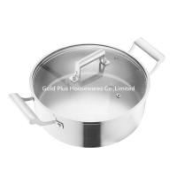 China 28-34cm Multifuction thickened stainless steel high temperature resistant hot pot double ear cooking pot with glass lid for sale