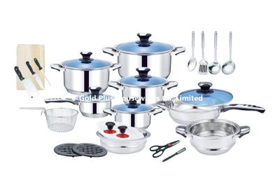 China 30pcs Picnic cookers pots and pans / saucepan  stainless steel casserole and steamer high quality round bakelite mat for sale