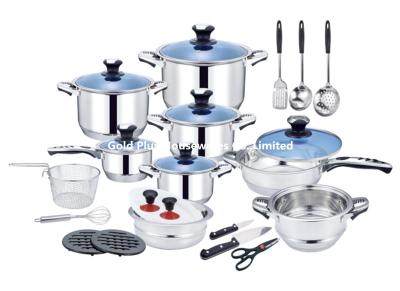 China 27pcs Private label kitchen gifts straight soup pot milk pan stainless steel cooking utensils fruit knife and scissors for sale
