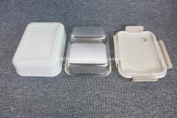 China Eco-Friendly stainless steel airtight bento lunch box  japanese sushi bento box with wood-like grain  lid for sale