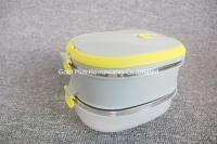 China New design hot selling 2-layer stainless steel food storage container BPA-free PP bento lunch box for adult for sale