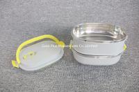 China South africa market portable leakproof 2-tier square lunch box stainless steel meal prep container with big handle for sale