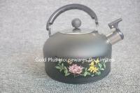 China Luxury flower pattern kettle teapot with two cups stainless steel water coffee kettle with whistle for commercial use for sale
