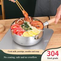China kitchenware cooking milk pot with wooden handle saucepan soup pot 22cm Japanese pan stainless snow coated milk pan for sale