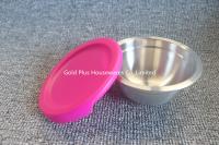 China 12,14,16,18cm OEM pink salad bowls set with leakproof lid stainless steel mixing salad bowls set for sale