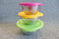 China 12,14,16cm Durable stainless steel 201 mixing bowl set europe design multi color snack salad mixing bowls for sale