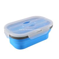 China 800ml Tableware customized color and logo collapsible lunch box food grade rectangle silicone foldable leakproof warmer for sale