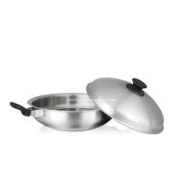 China Custom design 304 try-ply stainless steel wok pan double ear wok all clad cookware set on TV shopping for sale