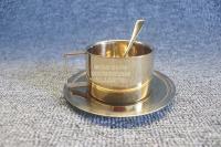China Breakfast set tea milk mug with dessert plate set 200ml golden metal coffee cup with tray set for sale