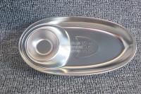 China Restaurant supply 2 compartment snack plate oval dish divided food plate silver small dish storage sauce trays for sale