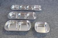 China Supplies rectangular dinner dish plate  4 compartments stainless steel tableware silver sushi saucer dish for sale