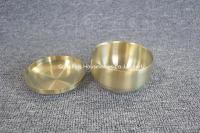 China High quality golden small anti-scalding soup bowl 304 korean style double layer stainless steel rice bowl with cover for sale