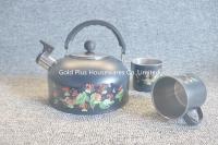 China Flat base stainless steel fast heating boiler new style quick water boiling tea whistling kettle with big handle for sale