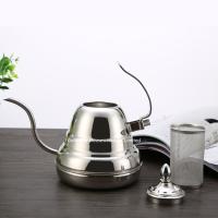 China Perfect hand drip coffee pot 1200ml pour over kettle with lid modern design silver color long narrow spout kettle for sale