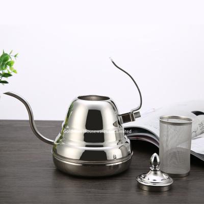 China Perfect hand drip coffee pot 1200ml pour over kettle with lid modern design silver color long narrow spout kettle for sale