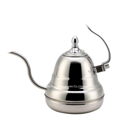 China Home kitchen durable long spout coffee pot 1800ml stainless steel gooseneck shape manual drip tea kettle for sale