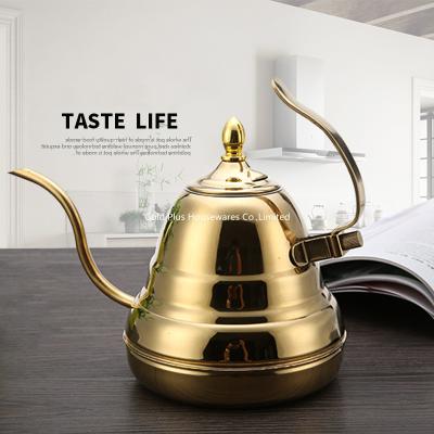 China Thick stainless steel hand drip kettle with lid silver 1200ml gooseneck kettle cafeteira espresso drip coffee tea pot for sale