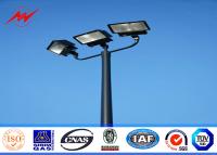 China 2500mm Double Bracket Galvanized Steel Pole For Stadium Lighting 4mm Wall Thickness for sale