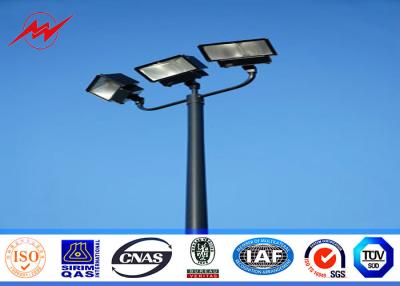 China 2500mm Double Bracket Galvanized Steel Pole For Stadium Lighting 4mm Wall Thickness for sale
