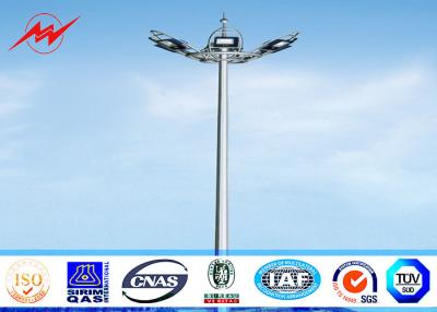 China 20 Meter Raising Lowering High Mast Pole , Steel Wire Cables Stadium Light Pole for sale