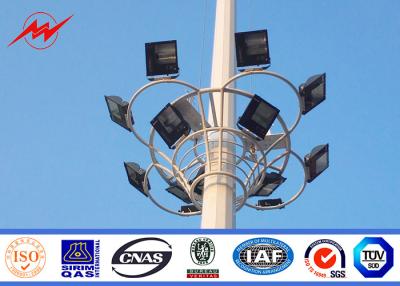 China Powder Coating Flanged 20m High Mast Poles , Plaza / Garden Lighting Pole for sale