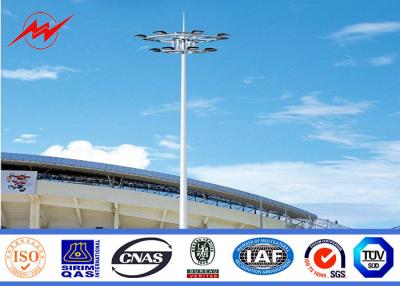China Gr65 Steel Tubular Pole High Mast Light Pole Single Double / Triple Arm For Stadium for sale