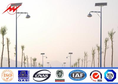 China Octagonal Solar Double Arm Galvanized Street Light Poles With Flange for sale