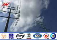 China Galvanized 60ft Metal Utility Poles Street Light Poles With 2 Cross Arm for sale