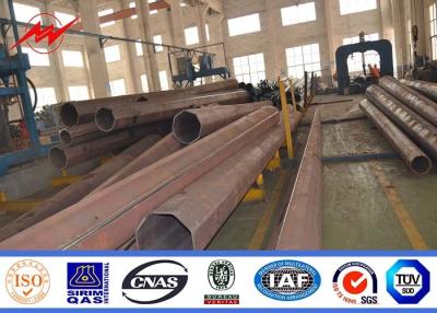 China 11.9m 12m 15m Hot Dip Galvanized Steel Power Poles Silver Collar For Transmission for sale