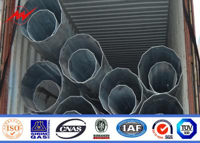 China 9m 11m 12m Galvanized Steel Electrical Power Pole Bitumen With Cross Arms for sale