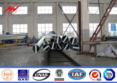 China 33kv Philippines Steel Power Pole 90ft With Angle Arms For Power Distribution for sale