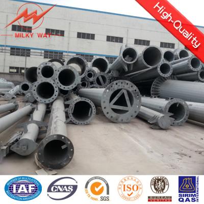 China Conical Galvanized Steel Power Line Pole AWS D1.1 For 220Km/H Wind Pressure for sale