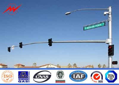 China 8.55m Traffic Light Pole Single Arm Signal Road Light Pole With Flange Connected for sale