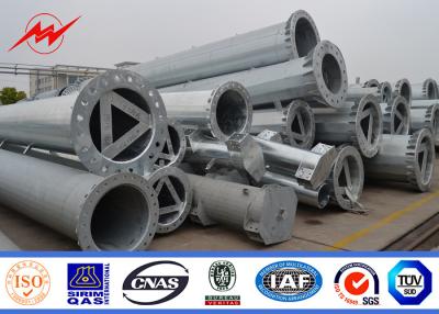 China 110KV Galvanized Polygonal / Round 18.5m Steel Utility Power Pole With Cross Arm for sale