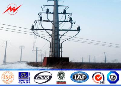 China 14m Octagonal Steel Power Distribution Poles Galvanized Bitumen AWS D1.1 For Transmission Overline for sale