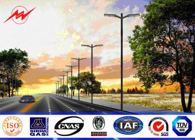 China 10m 5mm Wall Thickness Outdoor Square Galvanized Street Light Poles Parking Lot Light Pole With Double Arms for sale