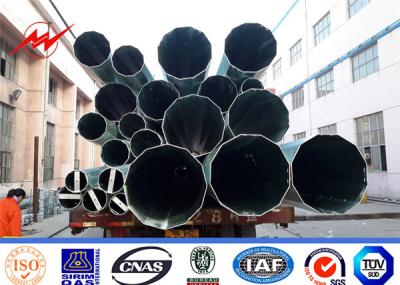 China Straight / Tensile Hot Dip Galvanized Steel 10m Octagonal Metalic Pole With Electrical Accessories for sale