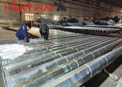 China 9m 200dan 400dan 650dan Galvanized Transmission Electrical Metal Pole For Distribution Line for sale