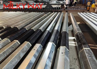 China 3.8mm 7.2mm 9m 11m Malaysia Hop Dip Galvanzation Steel Electric Poles With FRP for sale