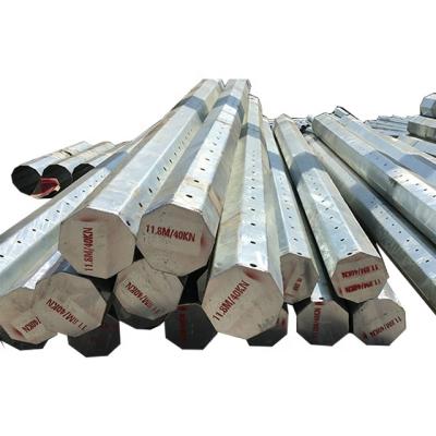 China 14m Height Hot Dip Galvanized Transmission Steel Pole with ISO9001/BV/SGS Certification and 3-500km/h Wind Resistance for sale