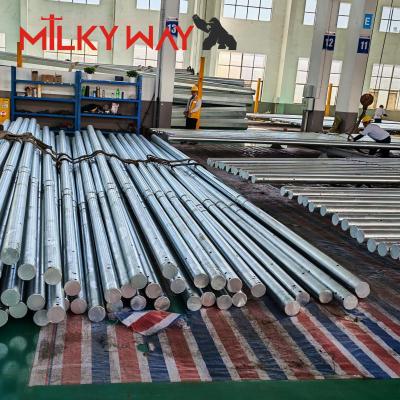 China Lifetime 50 Years Steel Power Pole Hot dip Galvanized Finish Silver Engineered to Provide Support for Electrical Transmission Lines for sale