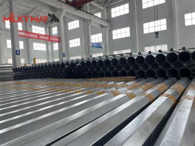 China Utility Power Poles 9 Meter Octagonal Steel Poles with Hot Dip Galvanized Surface Engineered for Low Voltage Power Transmission for sale