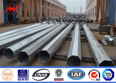 China Octagonal Shape Galvanized Tubular Steel Pole Power Transmission In Silver for sale