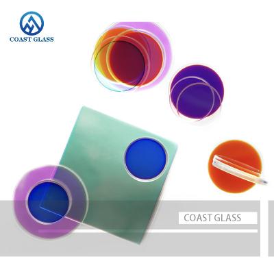 China Optical Color Filter Instrument 32mm 35mm Blue Green Yellow Red White Forest Covered Glass for sale